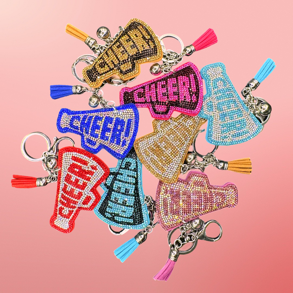 CHEER! Megaphone Rhinestone Keychain – Canadian Cheer Mom